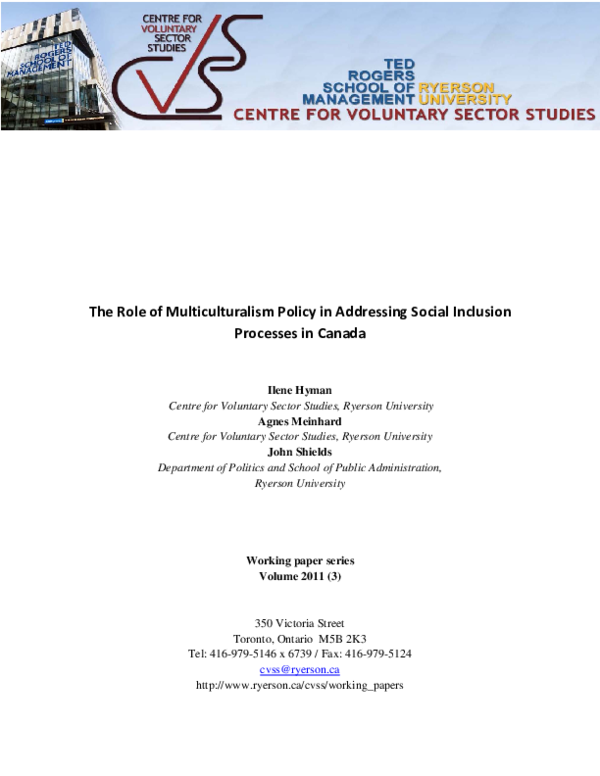 (PDF) The role of multiculturalism policy in addressing social ...