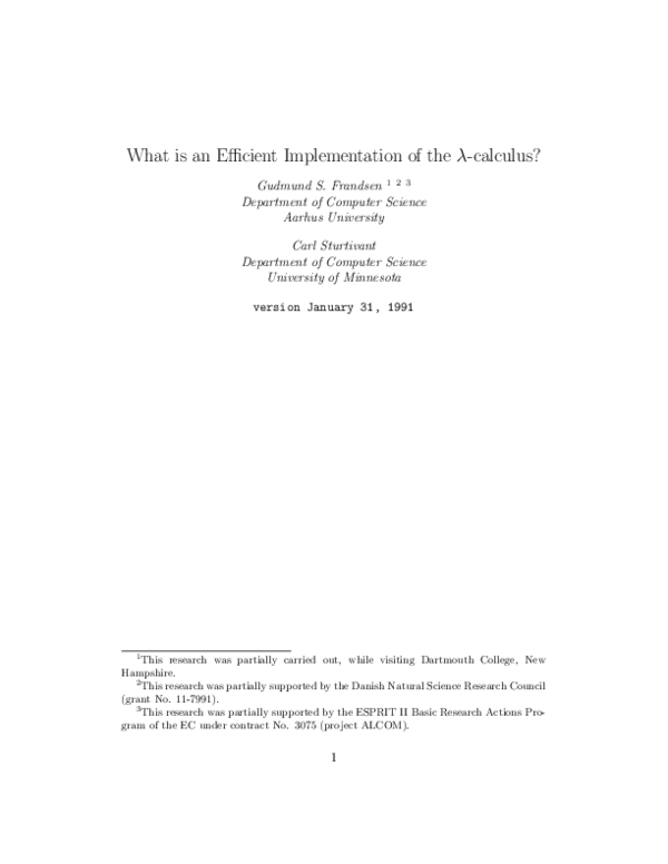 (PDF) What is an Efficient Implementation of the lambda-calculus?
