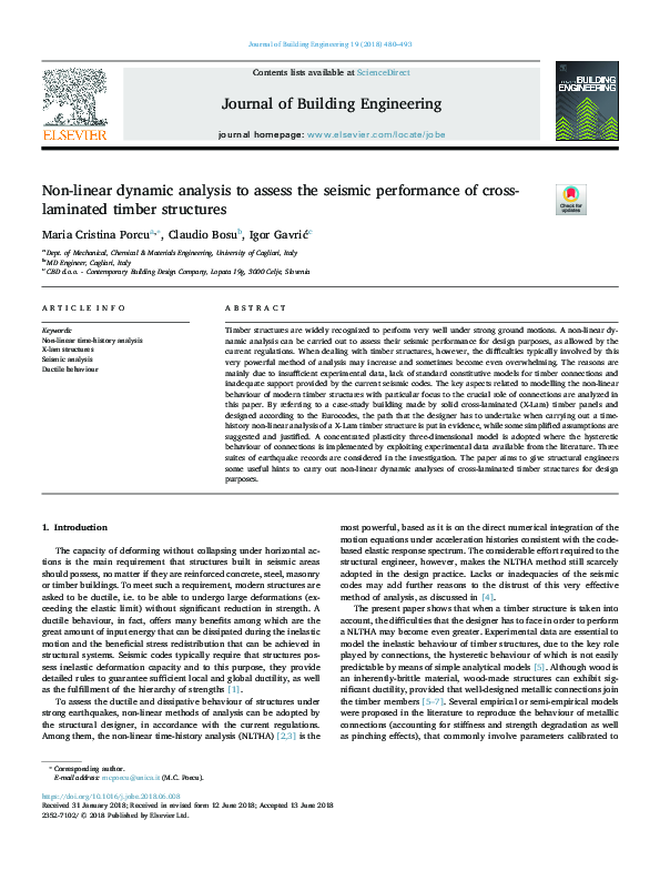 (PDF) Non-linear dynamic analysis to assess the seismic performance of cross-laminated timber ...