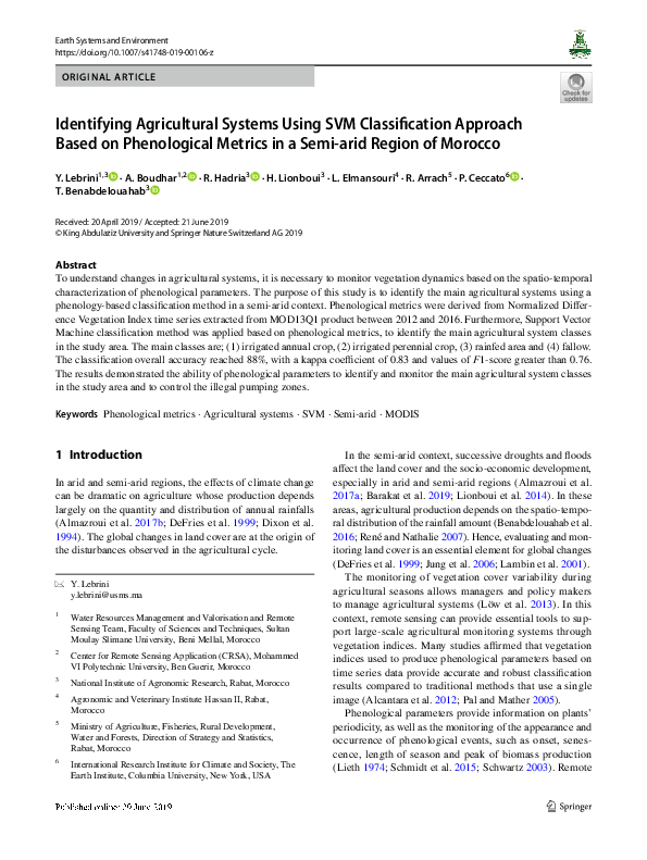 (PDF) Identifying Agricultural Systems Using SVM Classification Approach Based on Phenological ...