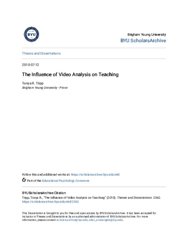 (PDF) The influence of video analysis on teaching