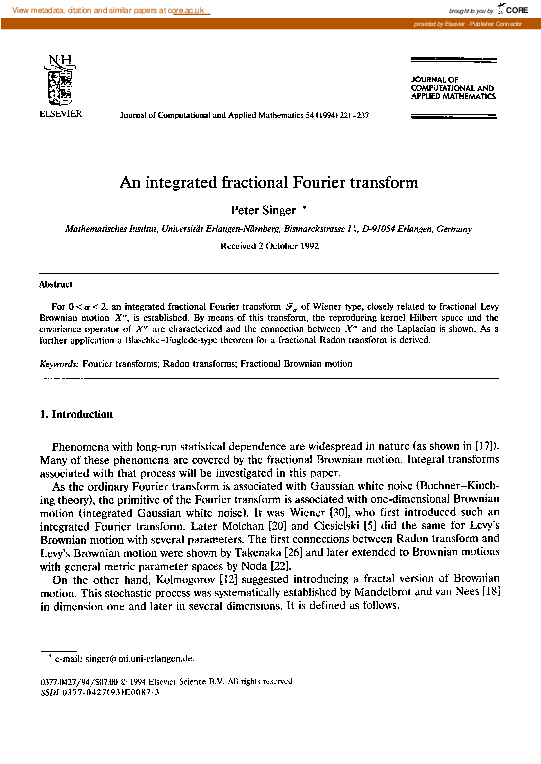 Pdf An Integrated Fractional Fourier Transform