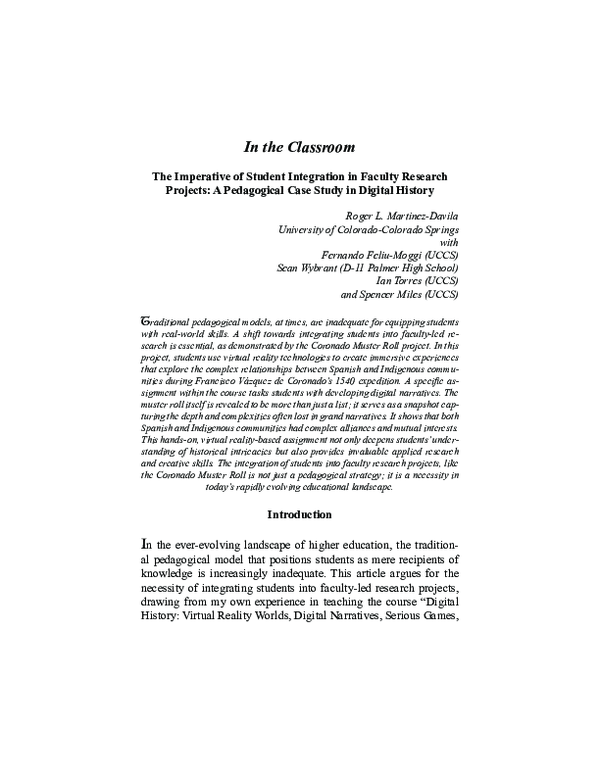 (PDF) The Imperative of Student Integration in Faculty Research ...