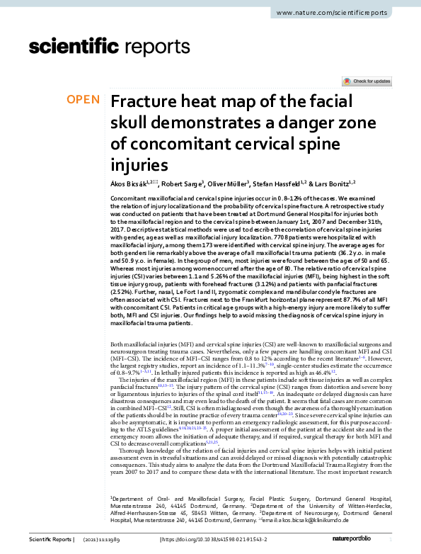 (PDF) Facial Skull Fractures and Cervical Spine Risks