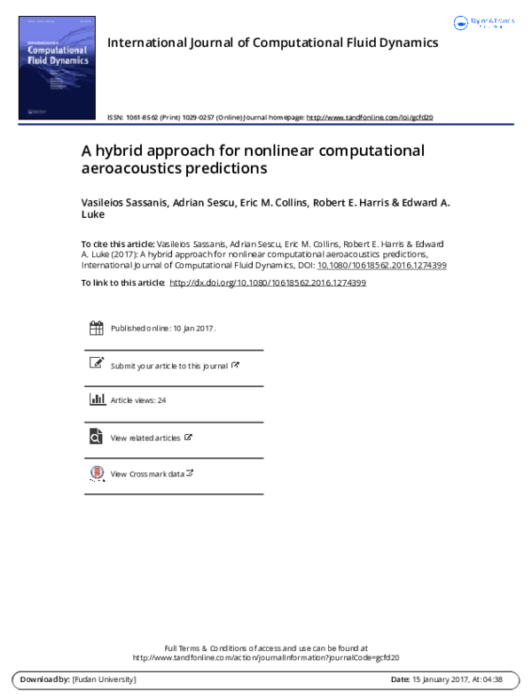 Pdf A Hybrid Approach For Nonlinear Computational Aeroacoustics