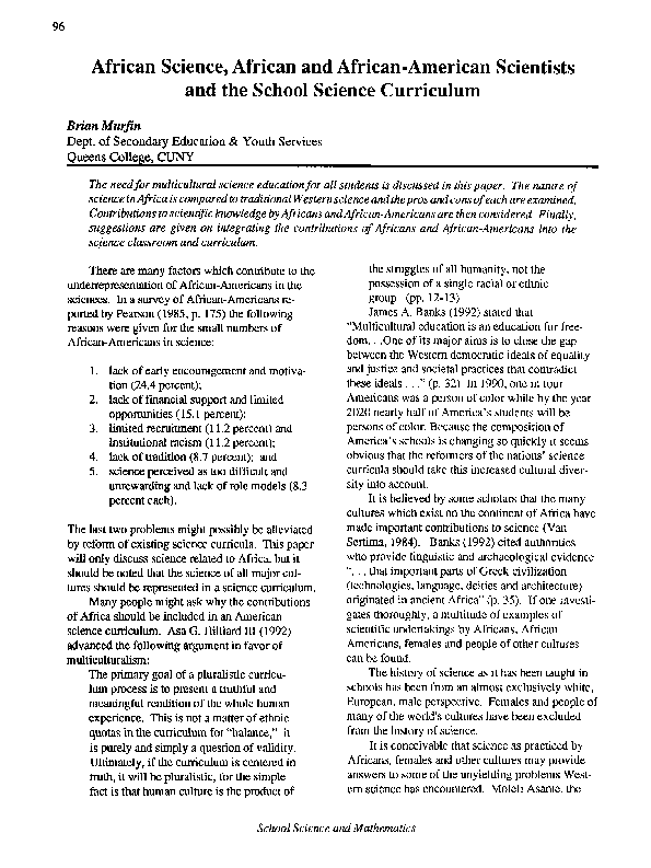 (PDF) African Science, African and African-American Scientists and the ...