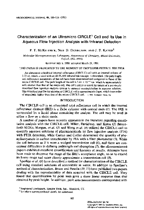 (PDF) Characterization of an ultramicro CIRCLE cell and its use in aqueous flow injection ...