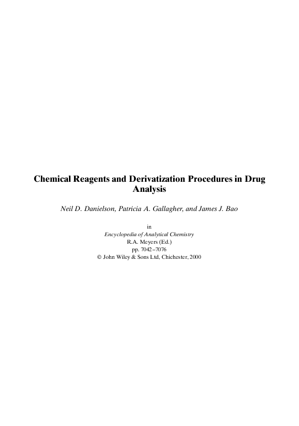 (PDF) Chemical Reagents and Derivatization Procedures in Drug Analysis