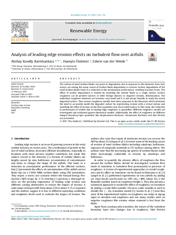 (PDF) Analysis of leading edge erosion effects on turbulent flow over ...