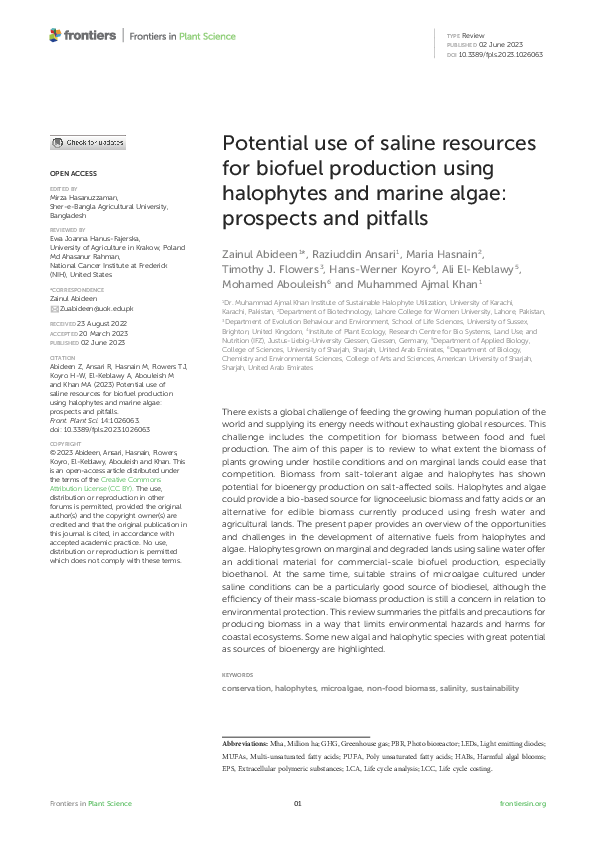 (PDF) Potential use of saline resources for biofuel production using ...
