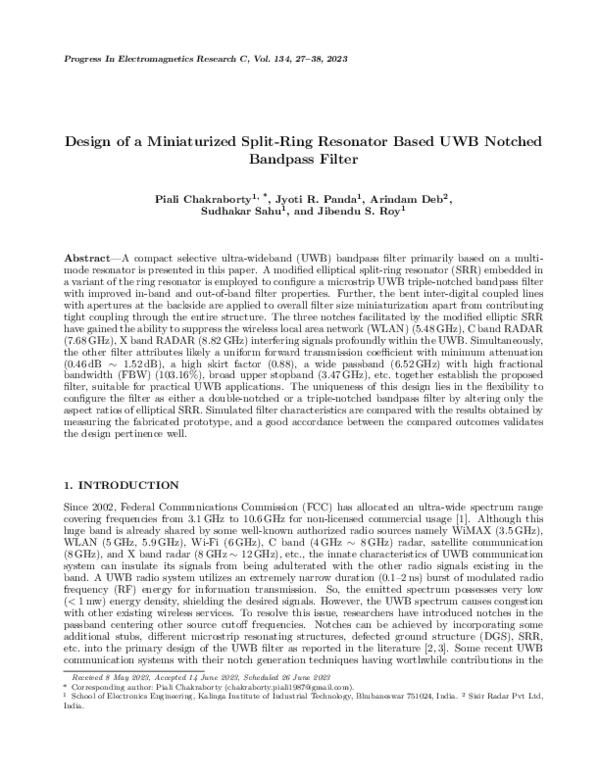 (PDF) Design of a Miniaturized Split-ring Resonator Based UWB Notched ...