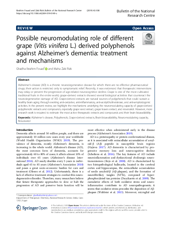 (PDF) Possible neuromodulating role of different grape (Vitis vinifera ...