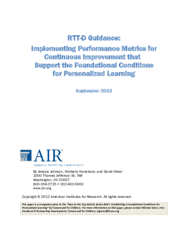 (PDF) RTT-D Guidance: Implementing Performance Metrics for Continuous ...