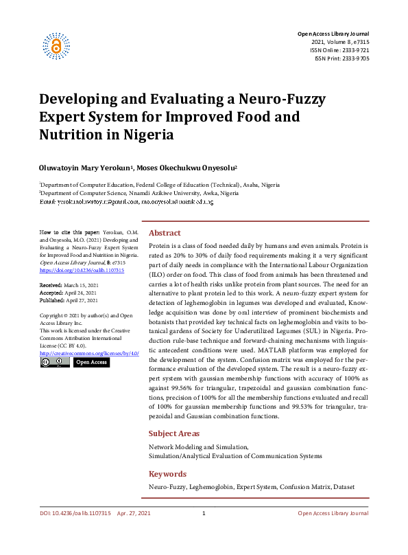 (PDF) Developing and Evaluating a Neuro-Fuzzy Expert System for ...