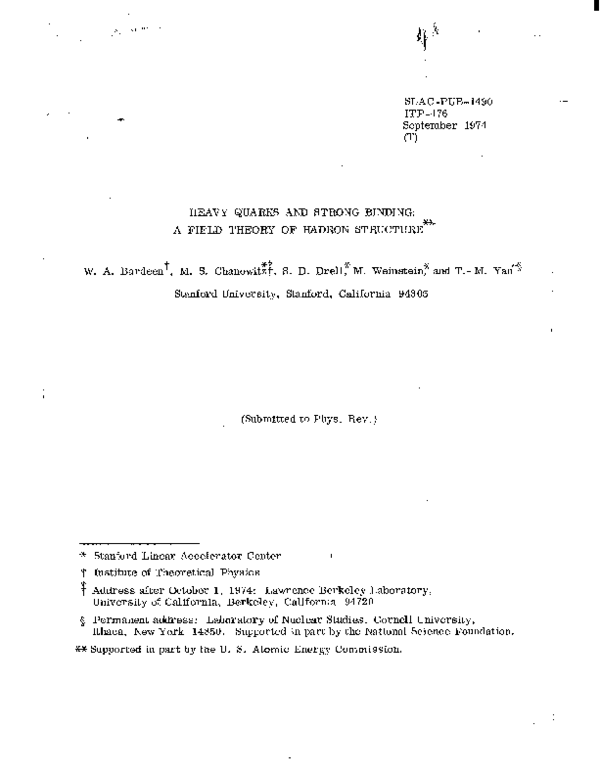 (PDF) Heavy quarks and strong binding: A field theory of hadron structure