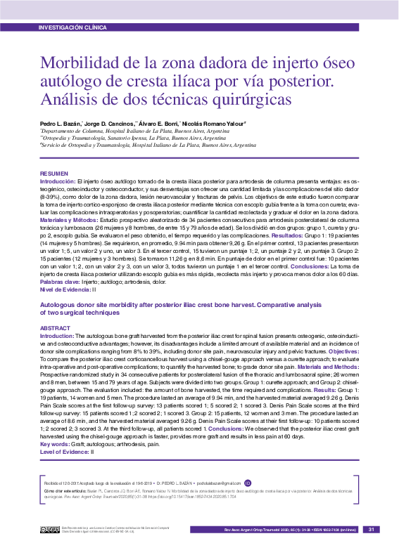 (PDF) Morbilidad de la zona dadora de injerto óseo autólogo de cresta ...