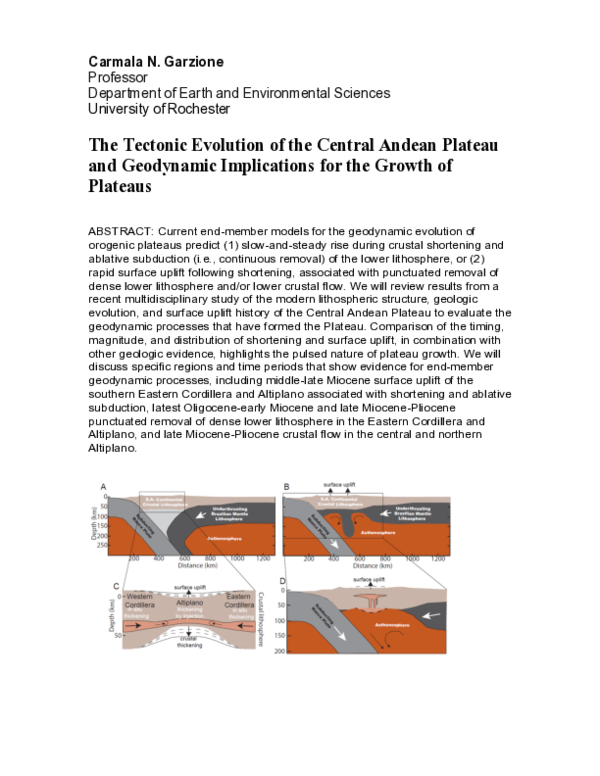 (PDF) The Tectonic Evolution of the Central Andean Plateau and ...