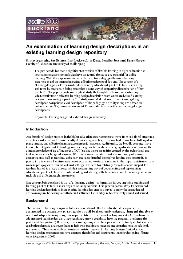(PDF) An examination of learning design descriptions in an existing ...