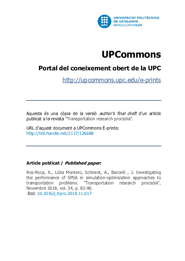 (PDF) Investigating the Performance of SPSA in Simulation-Optimization ...