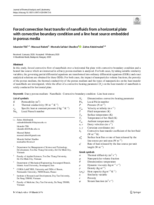 (PDF) Forced convection heat transfer of nanofluids from a horizontal plate with convective ...