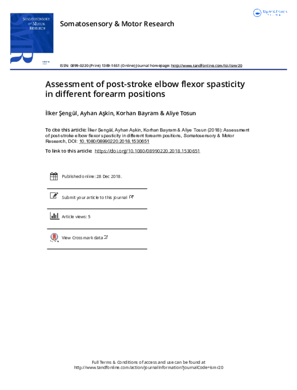 (PDF) Assessment of post-stroke elbow flexor spasticity in different ...