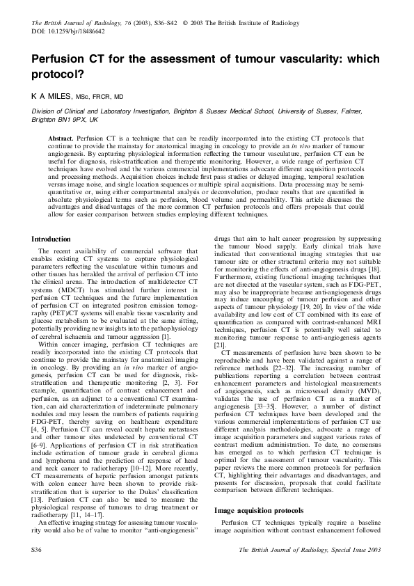 (PDF) Evaluating Tumor Vascularity: Optimizing Perfusion CT Protocols