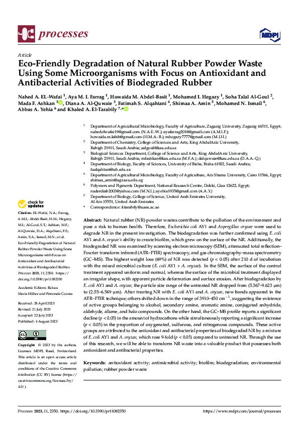 (PDF) Eco-Friendly Degradation of Natural Rubber Powder Waste Using ...