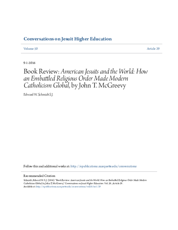 (PDF) American Jesuits and the World: How an Embattled Religious Order ...