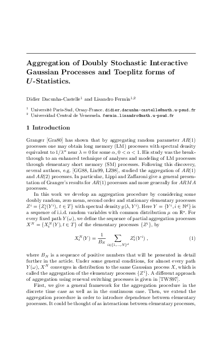 (PDF) Aggregation of Doubly Stochastic Interactive Gaussian Processes and Toeplitz forms of U ...