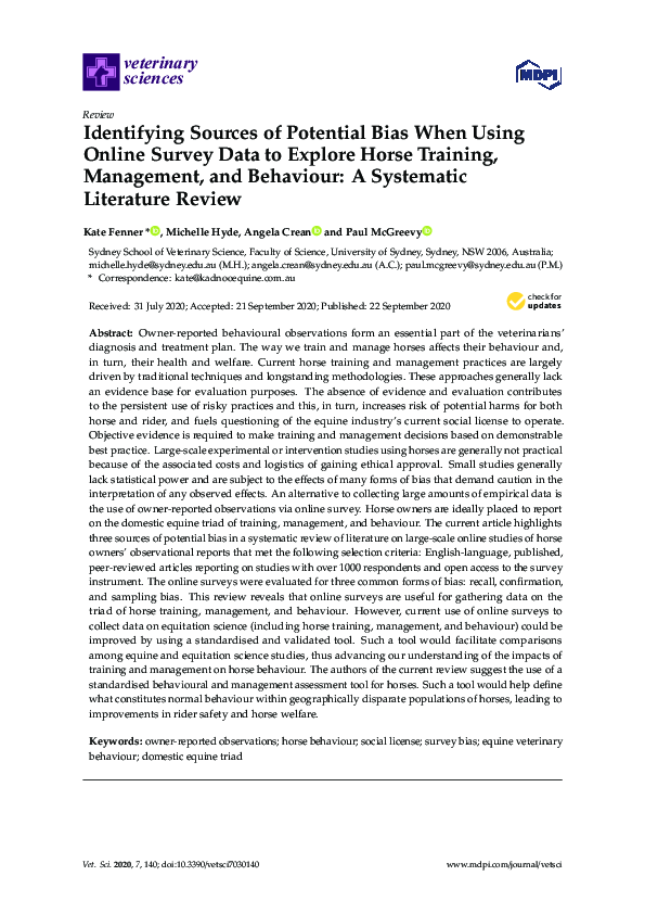 (PDF) Identifying Sources of Potential Bias When Using Online Survey ...