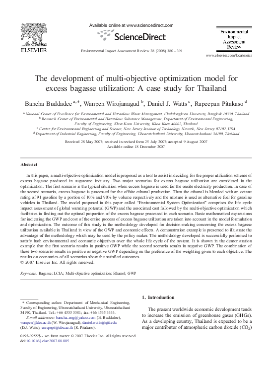 Pdf The Development Of Multi Objective Optimization Model For Excess