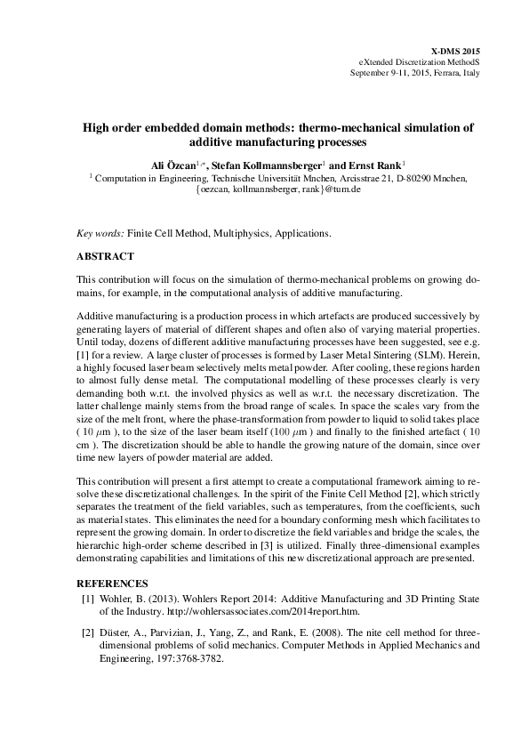 (PDF) High order embedded domain methods: thermo-mechanical simulation ...