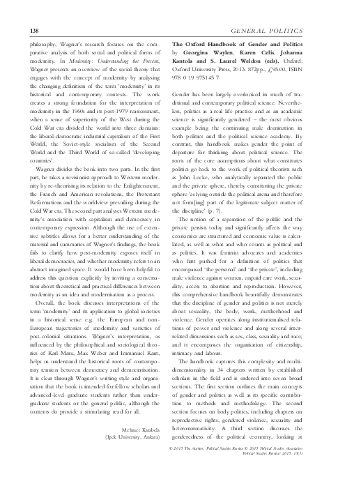 (PDF) The Oxford Handbook of Gender and Politics