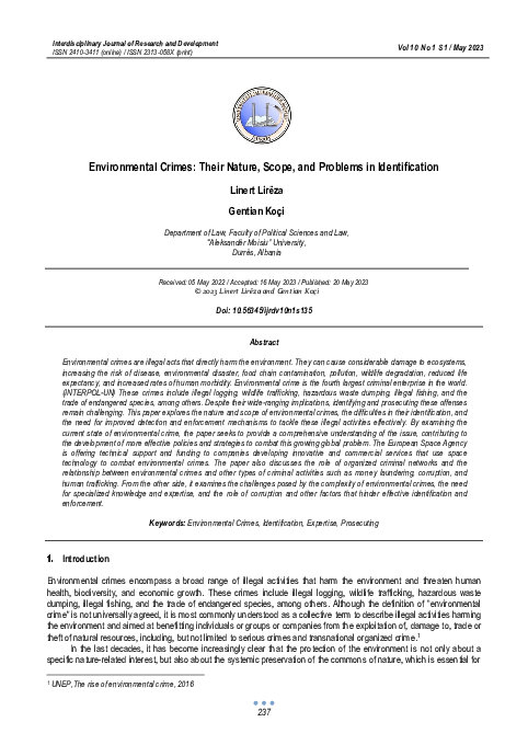 (PDF) Environmental Crimes: Their Nature, Scope, and Problems in ...