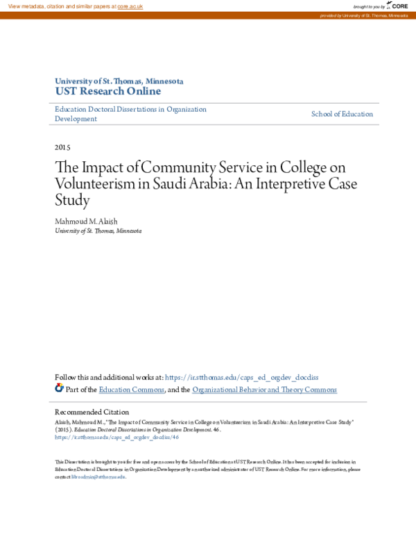 (PDF) The Impact of Community Service in College on Volunteerism in ...