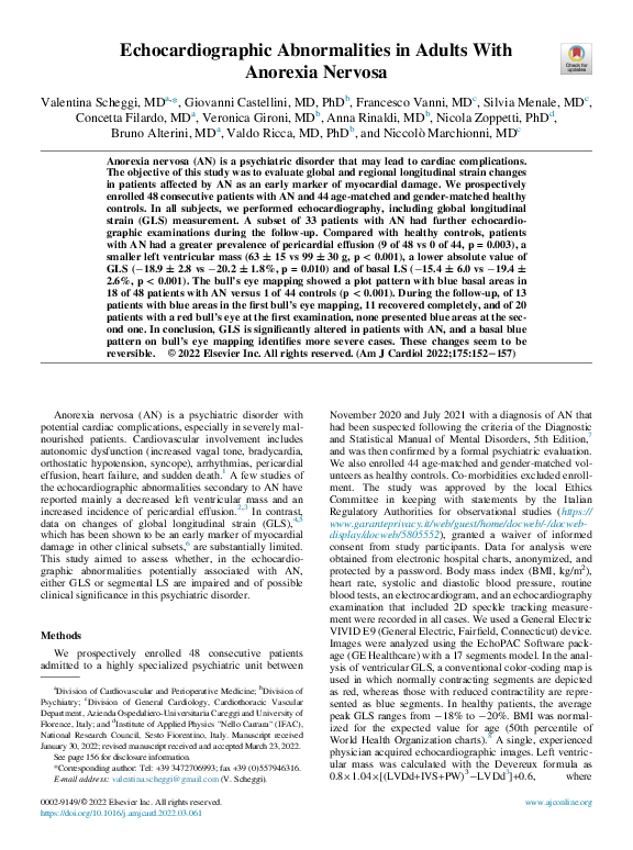 (PDF) Echocardiographic Abnormalities in Adults With Anorexia Nervosa