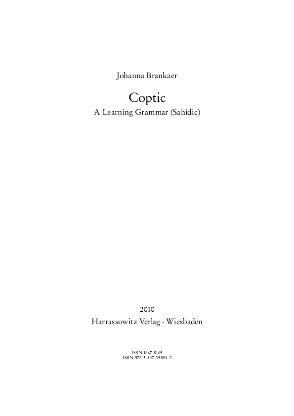 (PDF) Coptic : a learning grammar (Sahidic)