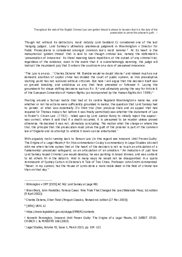 (PDF) Lord Sankey's golden thread.