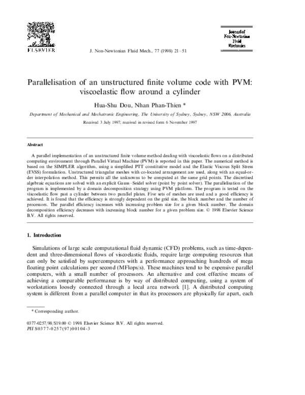 Pdf Parallelisation Of An Unstructured Finite Volume Code With Pvm