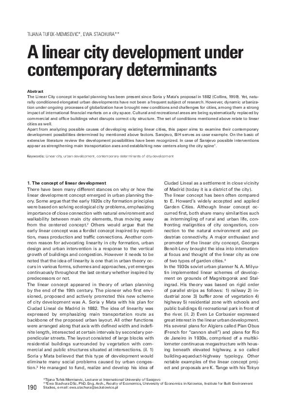 (PDF) A linear city development under contemporary determinants