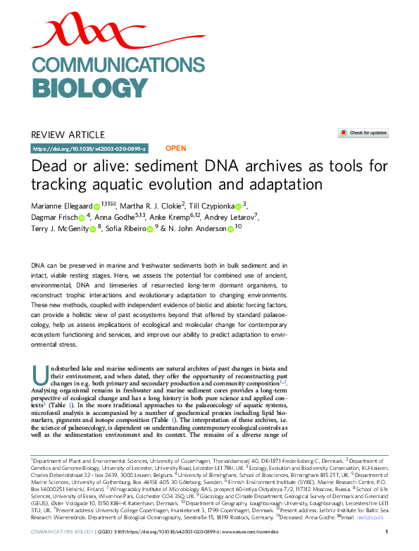 (PDF) Dead or alive: sediment DNA archives as tools for tracking ...