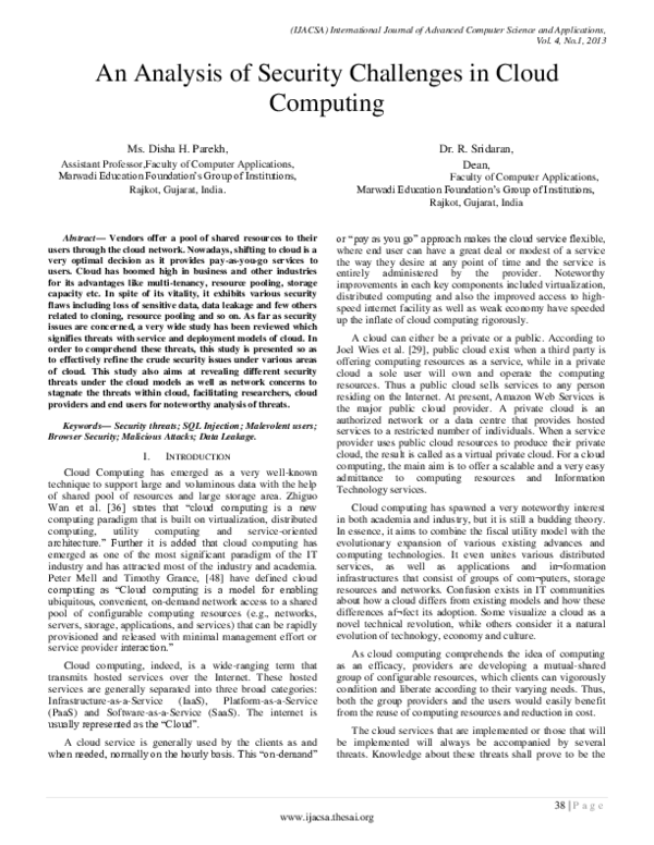 (PDF) An Analysis of Security Challenges in Cloud Computing