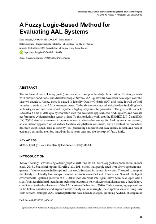 (PDF) A Fuzzy Logic-Based Method for Evaluating AAL Systems