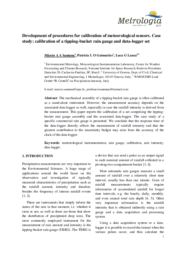 (PDF) Development of procedures for calibration of meteorological ...