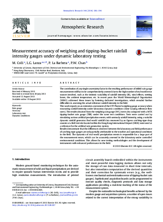 (PDF) Measurement accuracy of weighing and tipping-bucket rainfall ...