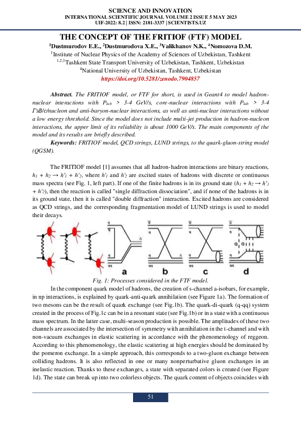 (PDF) The Concept of the Fritiof (FTF) Model