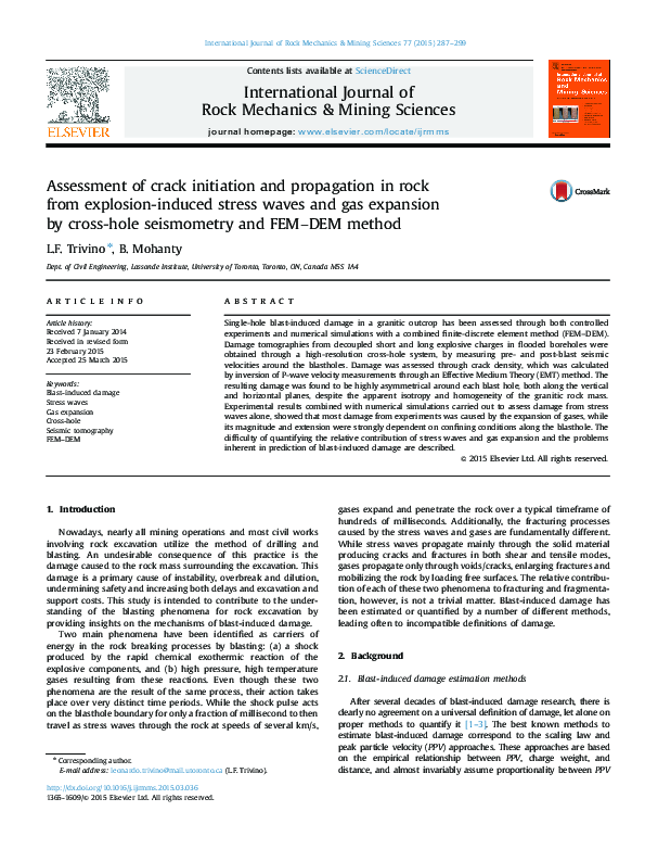 (PDF) Assessment of crack initiation and propagation in rock from ...
