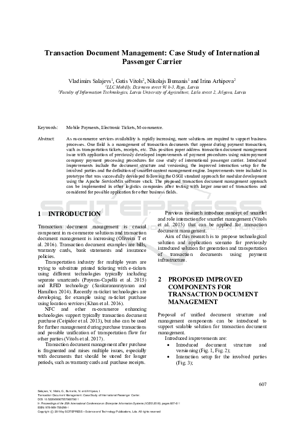 (PDF) Transaction Document Management: Case Study of International Passenger Carrier