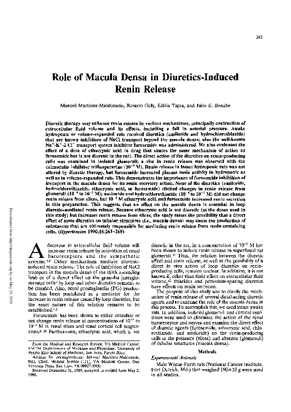 (PDF) Role of macula densa in diuretics-induced renin release