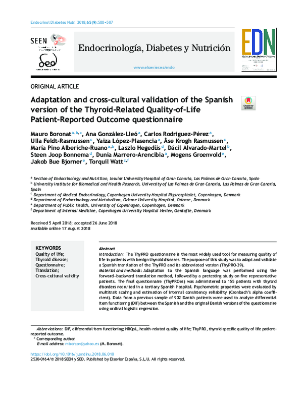 (PDF) Adaptation and cross-cultural validation of the Spanish version ...